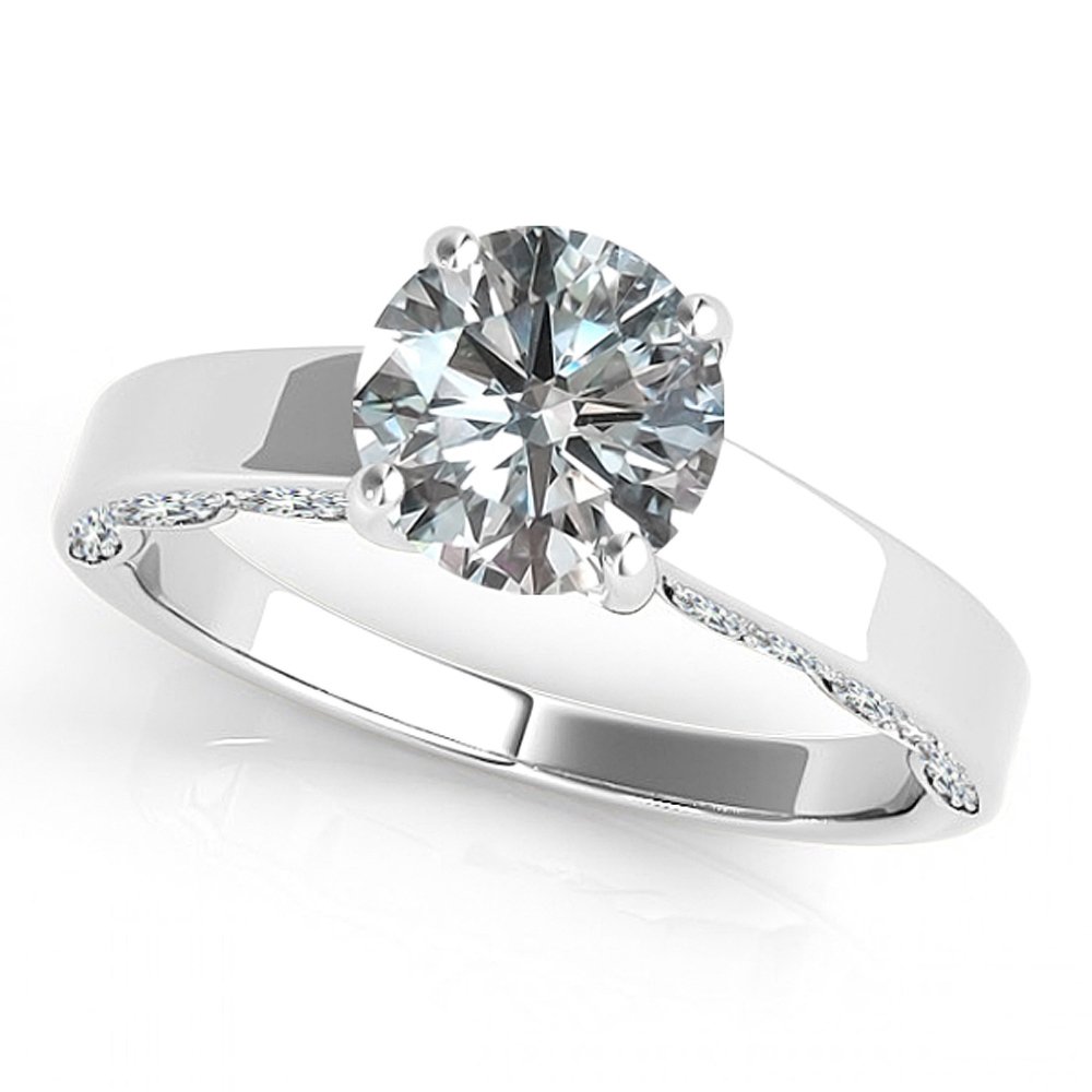Jascina 1.00 Carat G-H Diamond Vintage Beautiful Solitaire Engagement Wedding Anniversary Ring 14K White Gold