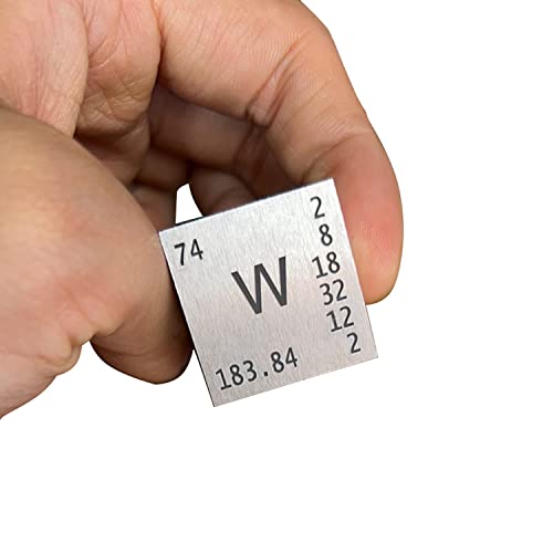 The 1 inch Pure Metal Tungsten Density Cube for Element Collections Lab Experiment Material Hobbies,Simple Substance Block Display, DIY