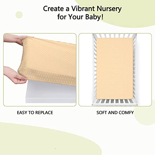 Polka Dot Themed Fitted Crib Sheet,Standard Crib Mattress Fitted Sheet Soft Toddler Mattress Sheet Fitted-Baby Crib Sheets for Girl or Boy,28β x52β,Champagne White