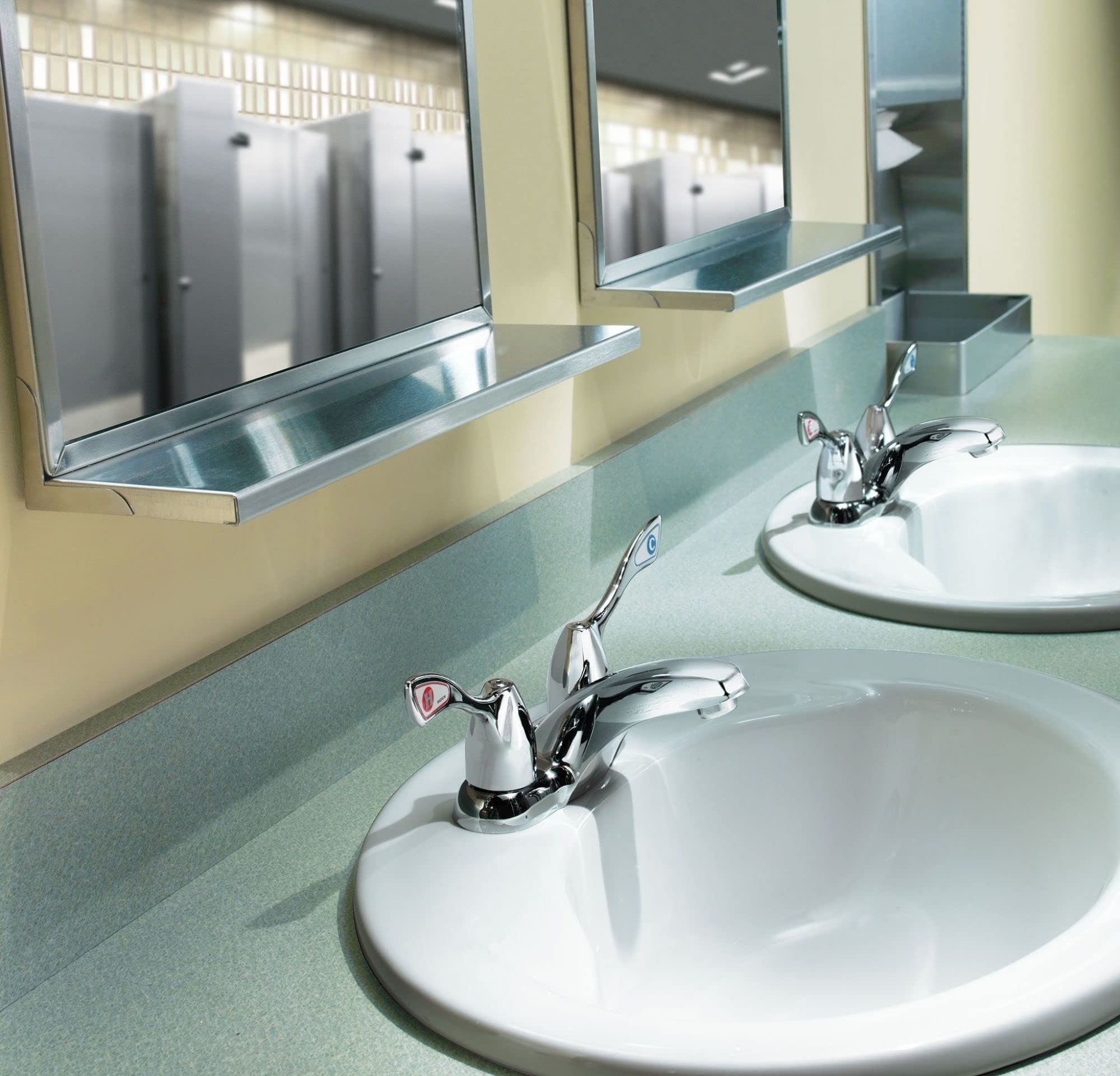 Moen Commercial M-Bition Chrome Two-Handle Centerset Bathroom Faucet 1.5 GPM, Single Mount Lavatory Sink Faucet, 8800