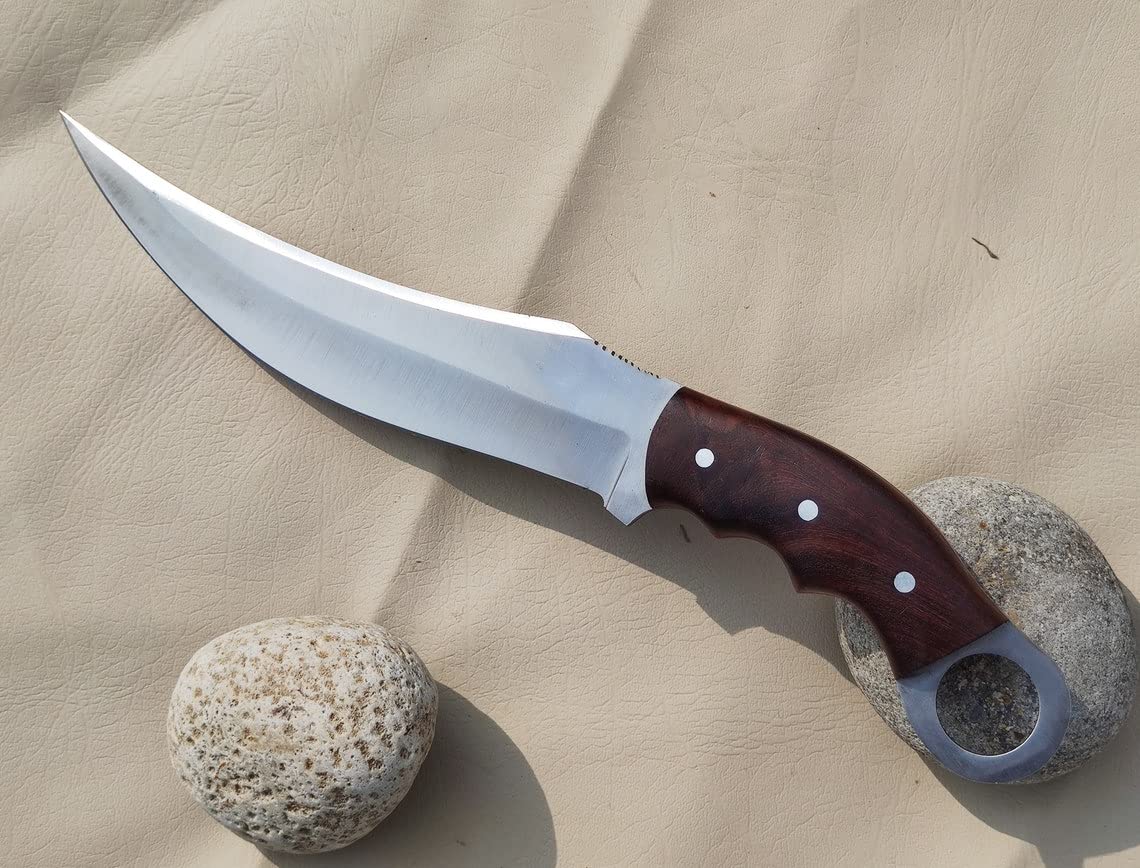Mega Blades Fexmoo -7253 Custom Handmade D2 Steel Hunting Karambit Knife, D2 Steel 13-Inch Bowie Knife With Sheath, Silver