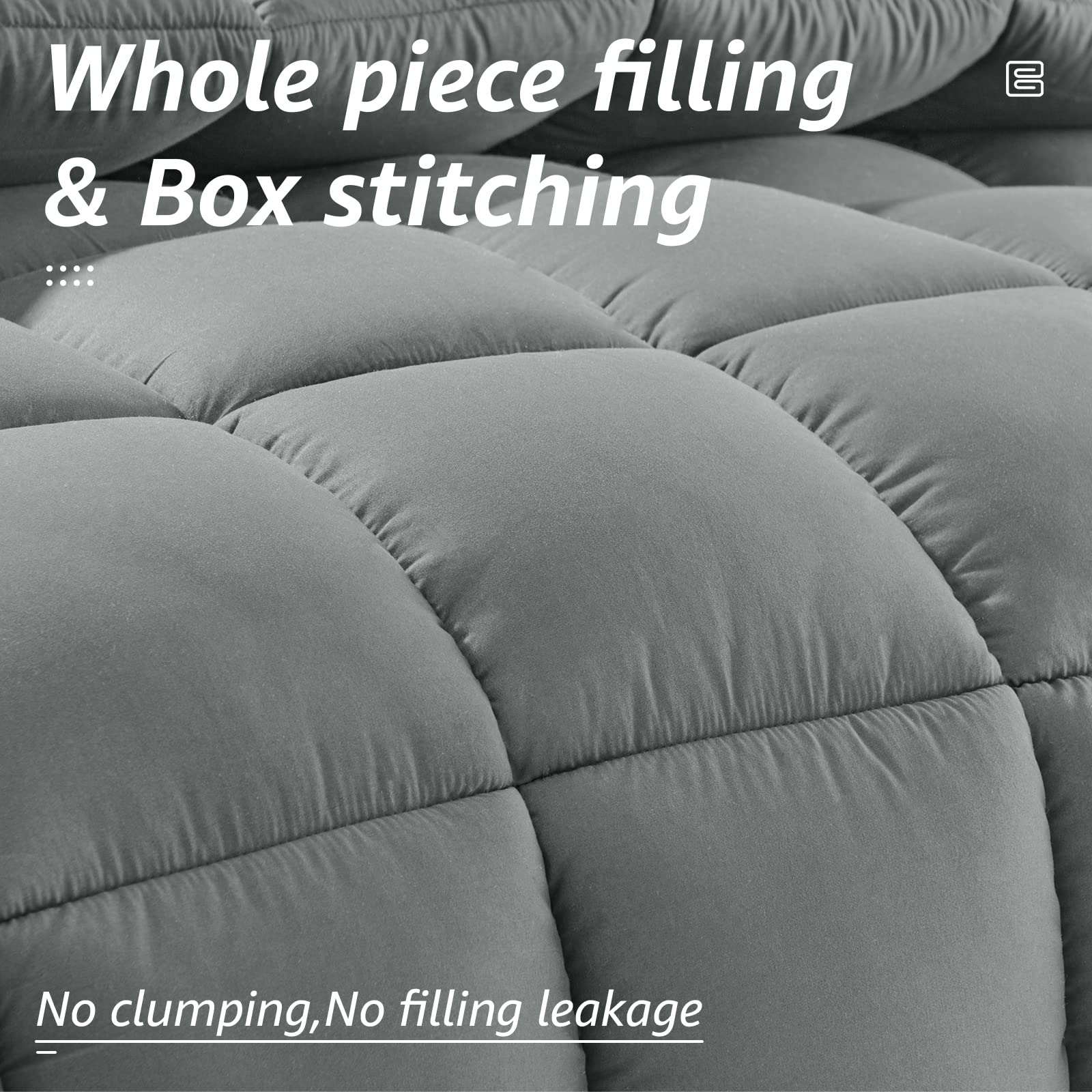 HYLEORY All Season Queen Size Bed Comforter - Cooling Down Alternative Quilted Duvet Insert with Corner Tabs - Winter Warm - Machine Washable - Light Grey