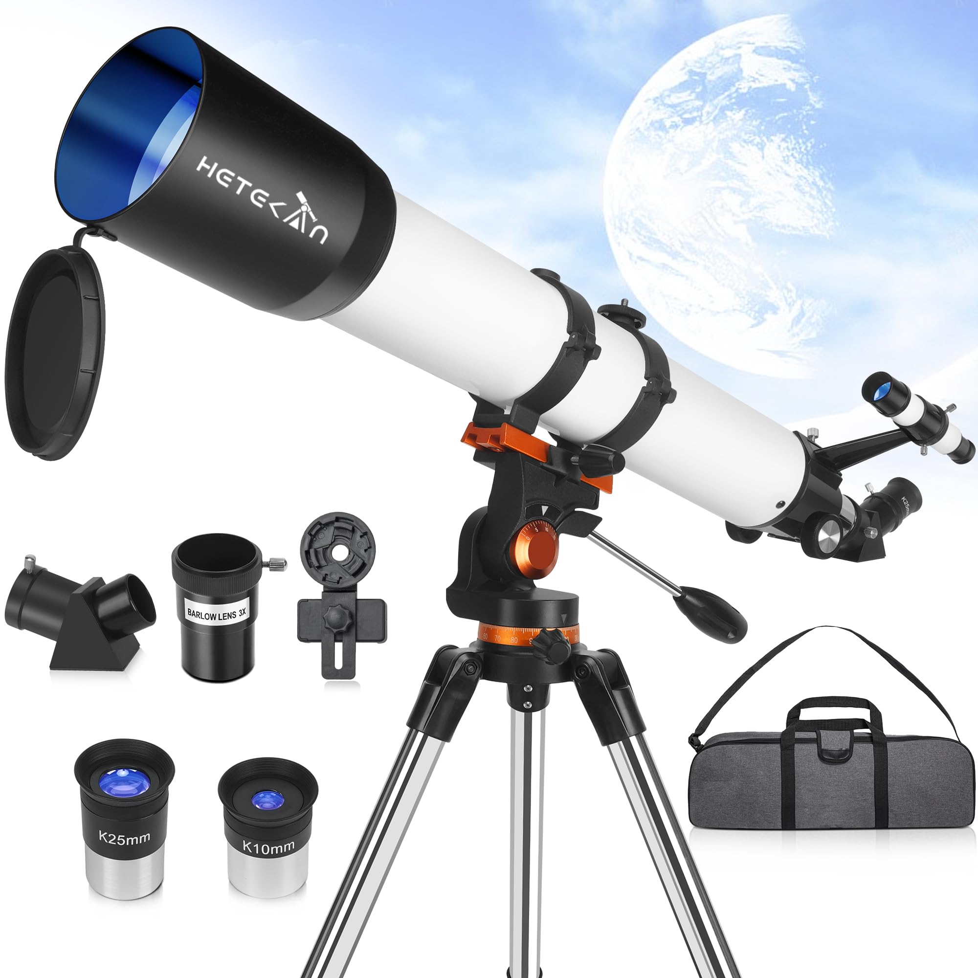 Hetekan Telescopes for Adults Astronomy, Telescope 90mm Aperture 700mm for Adults & Beginners,Refractor Telescope with Tripod, Finderscope and Phone Adapter