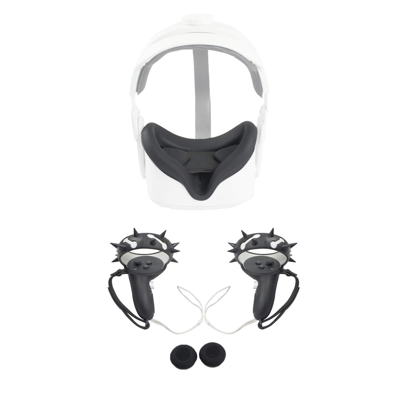 Liphontcta Touch Controller Grips Cover Skin for Oculus Quest 2, Accessories with VR Silicone Face Mask Pad, Adjustable Knuckle Straps, Lens Protective Cover, Accessories Set for Oculus Quest2