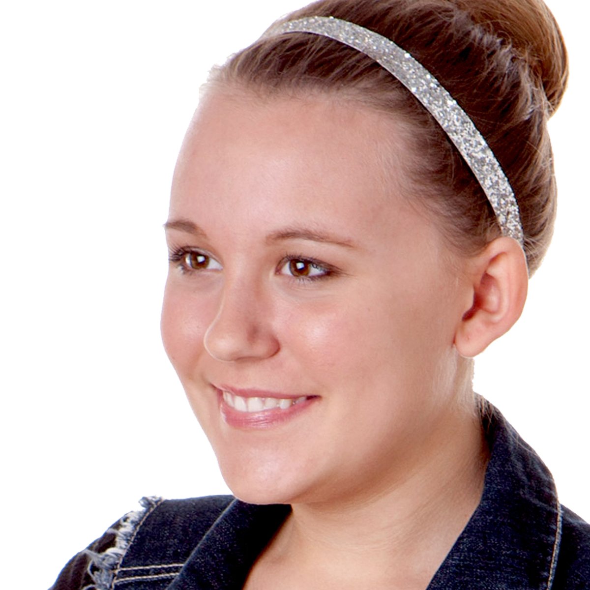 Hipsy Women's Adjustable NO SLIP Skinny Bling Glitter Headband Multi 3pk (Black/Gold/Silver)
