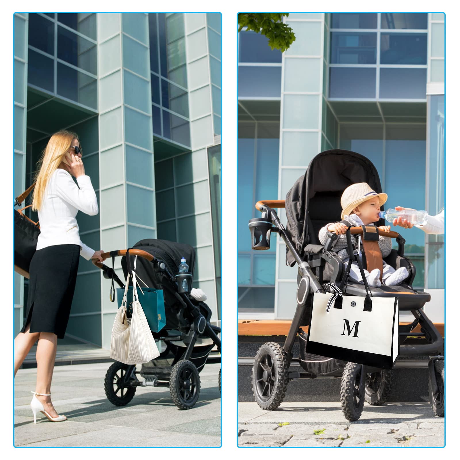 Tinabless 2 Pack X-Large Stroller Organizer Hook Clip