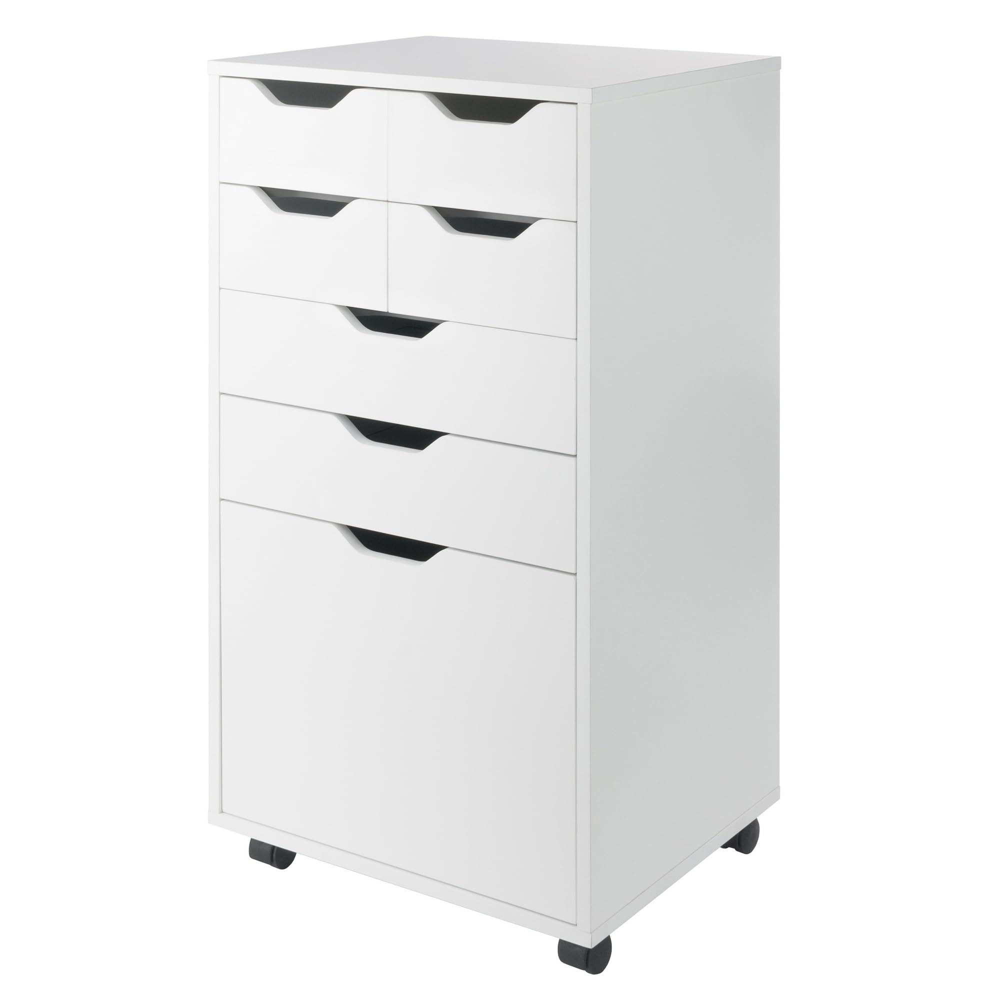 Winsome Halifax Bins & Drawers Multi-Storage Tall Mobile Cabinet, White
