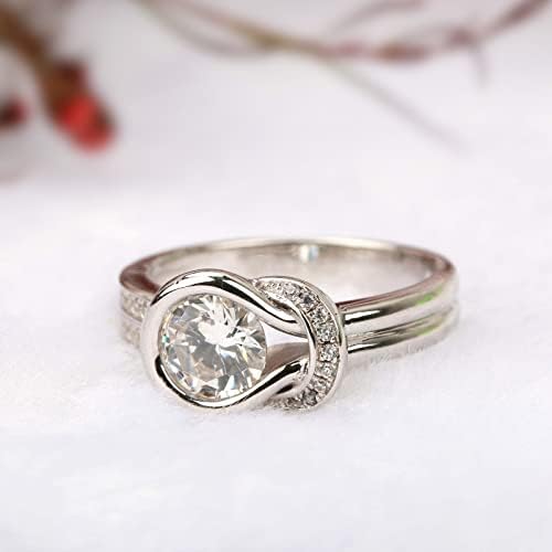 Jeulia Engagement Rings Sterling Silver Knot Round Cut Infinity Statement Promise Wedding Band unique halo crystal Anniversary Bridal Classic birthstones Ring Set With Gift Jewelry Box (white, 8)