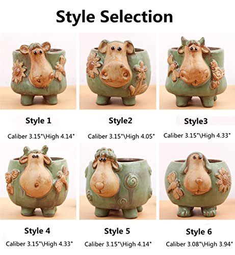 Small Succulent Pots,Succulent Garden Planters,Handicraft Creative Flower Decoration Ornaments,Cute Donkey Ceramic Flower Succulent Pot with Drainage,Suitable for Flower Shops,Home Life,Cafes