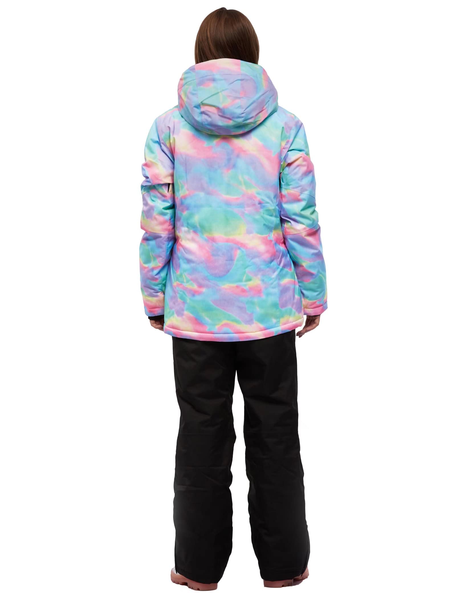 MOUS ONE Women's Ski Jackets and Pants Set Waterproof Snowboard Snowsuit Colorful Winter Warm Snow Coat Suit Windproof Insulated(Pink+Black, M)