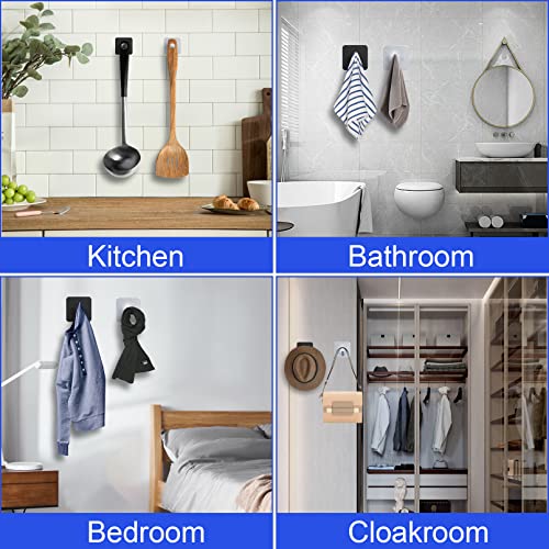 Visen 9 Pack Adhesive Hooks,Bath Towel Hooks Brushed Nickel,Adhesive Wall Hooks Waterproof Stainless Steel Hooks,Heavy Duty Coat Hooks Towel Hooks Stick on Bathroom or Kitchen