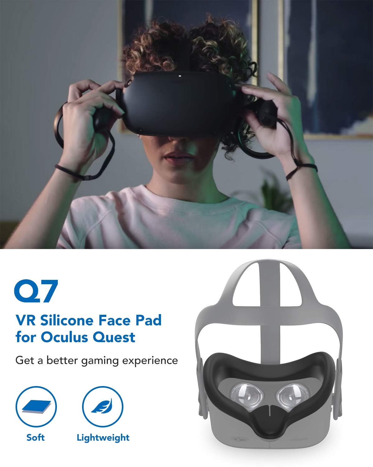 KIWI design Ultra Thin 0.7 mm VR Silicone Face Cover Pad for Quest, Sweat-Proof and Washable Replacement Accessories (Not Fit Quest 2)