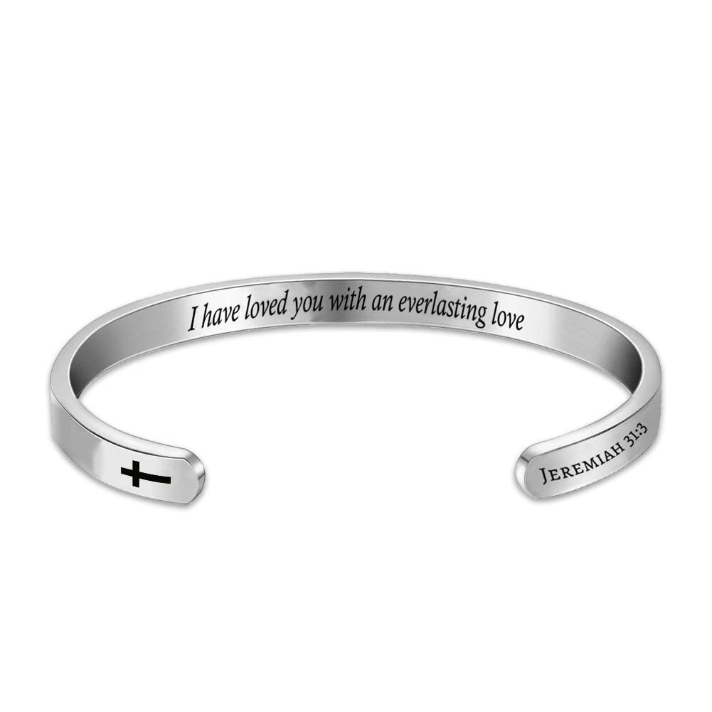 Personalized Quotes Religious Christian Cuff Bracelets Bible Verse Jewelry for Birthday Gifts