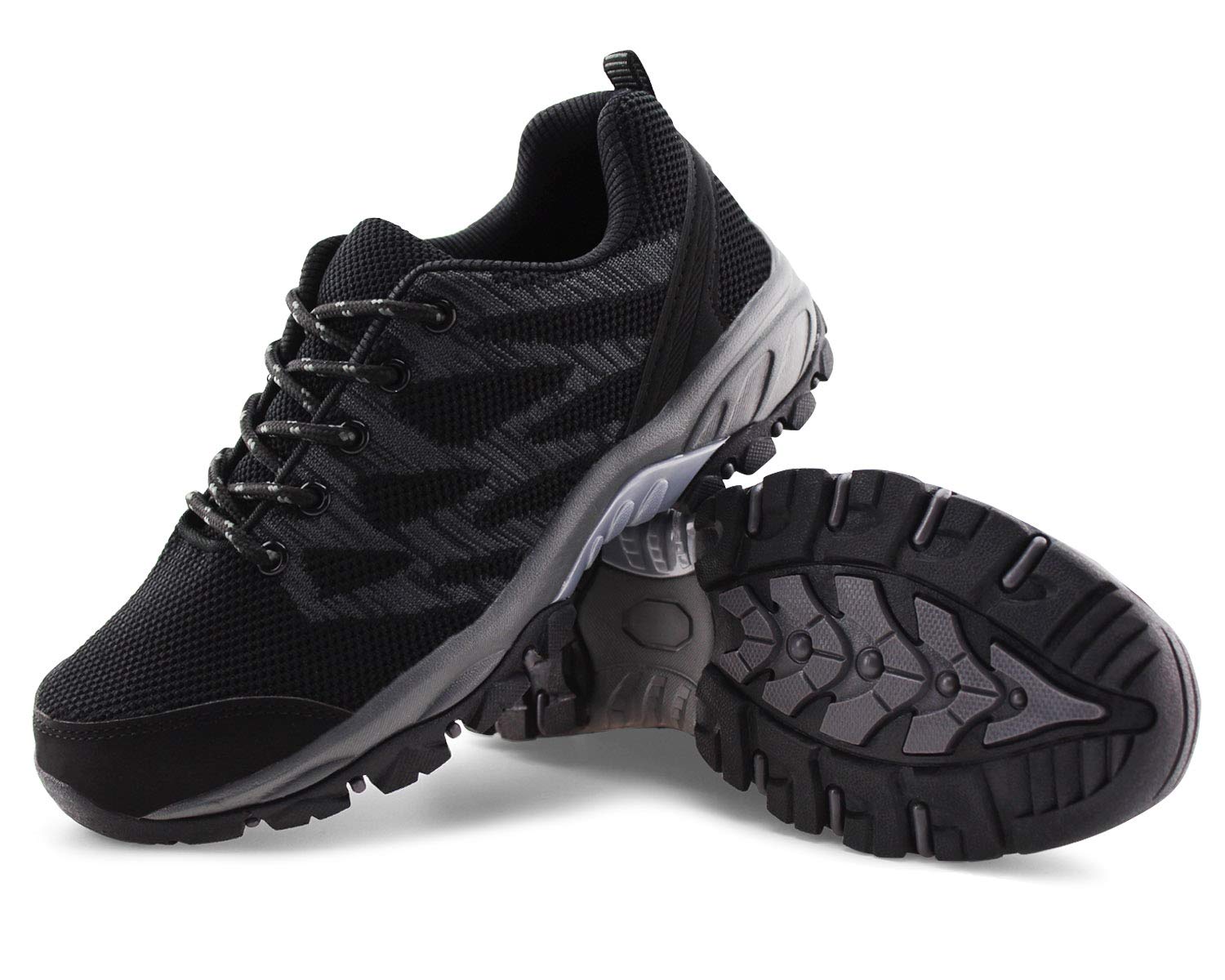 JABASIC Women Outdoor Hiking Shoes Lightweight Knit Sneakers (7,Black/Grey-1)
