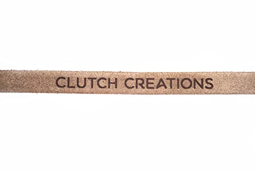 The Clutch Strap Mini Adhesive Phone Carrying Strap with Brown Leather and Brass Hardware, 15-Inches