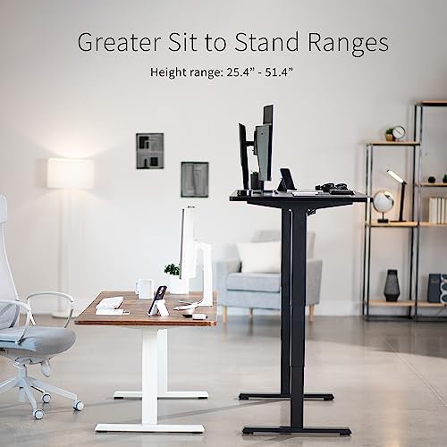 VIVO Electric Height Adjustable 71 x 30 inch Memory Stand Up Desk, Rustic Vintage Brown Table Top, Black Dual Motor Frame, Touch Screen Preset Controller, 2B Series, DESK-KIT-2B7N