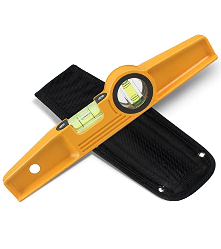 RONGPRO 10 Inch Aluminum Die-Cast Magnetic Torpedo Level, Professional Magnetic Scaffolding Spirit Level, Torpedo Level with Rare Earth Magnet 250MM and Holster