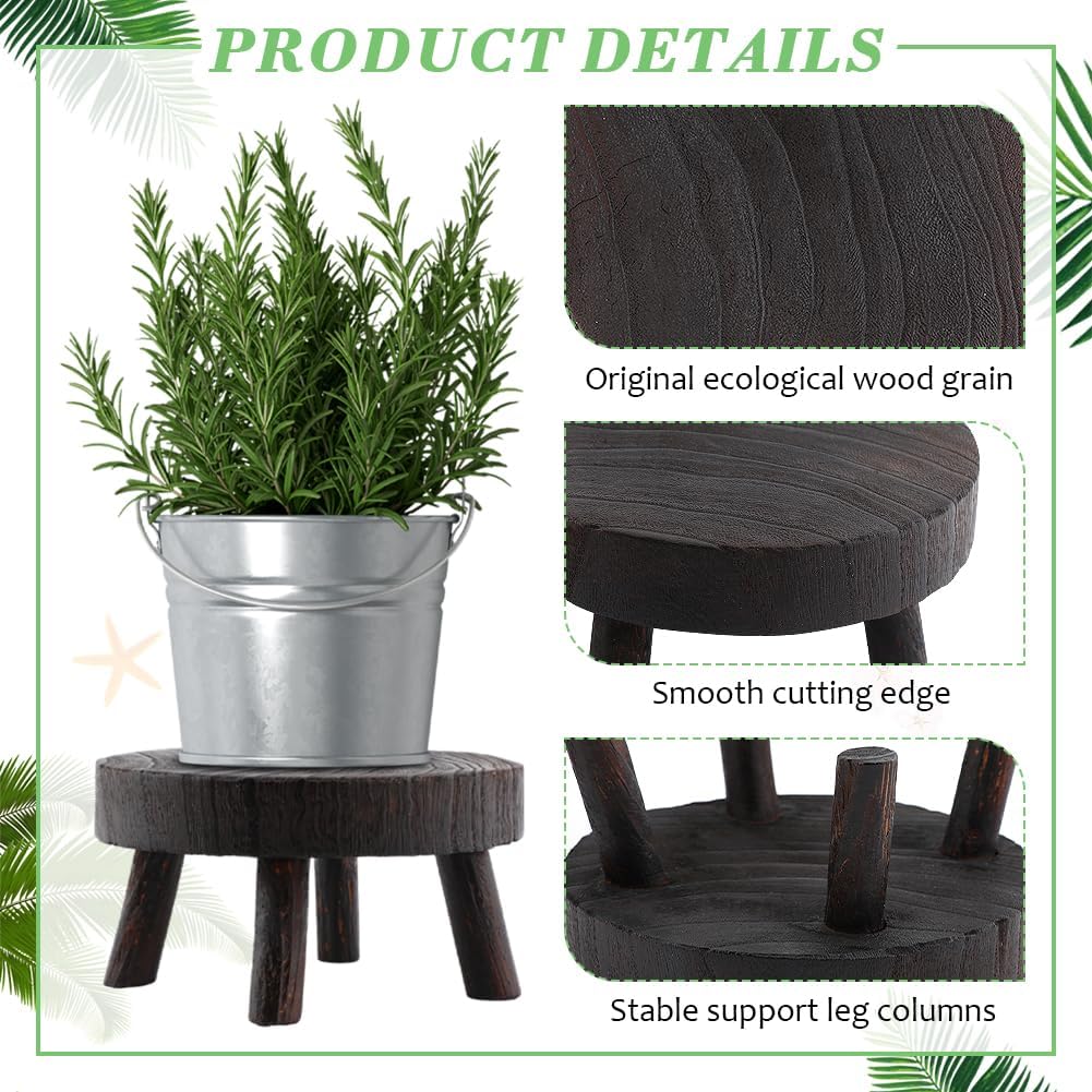 Wooden Step Stools,Small Portable Wood Stepping Stools with Smooth Cutting Edge for Kids Adults,Non-SlipRound Step Stool for Bedroom Living Room Blcony Bathroom Kitchen (L,Color:Dark Brown)