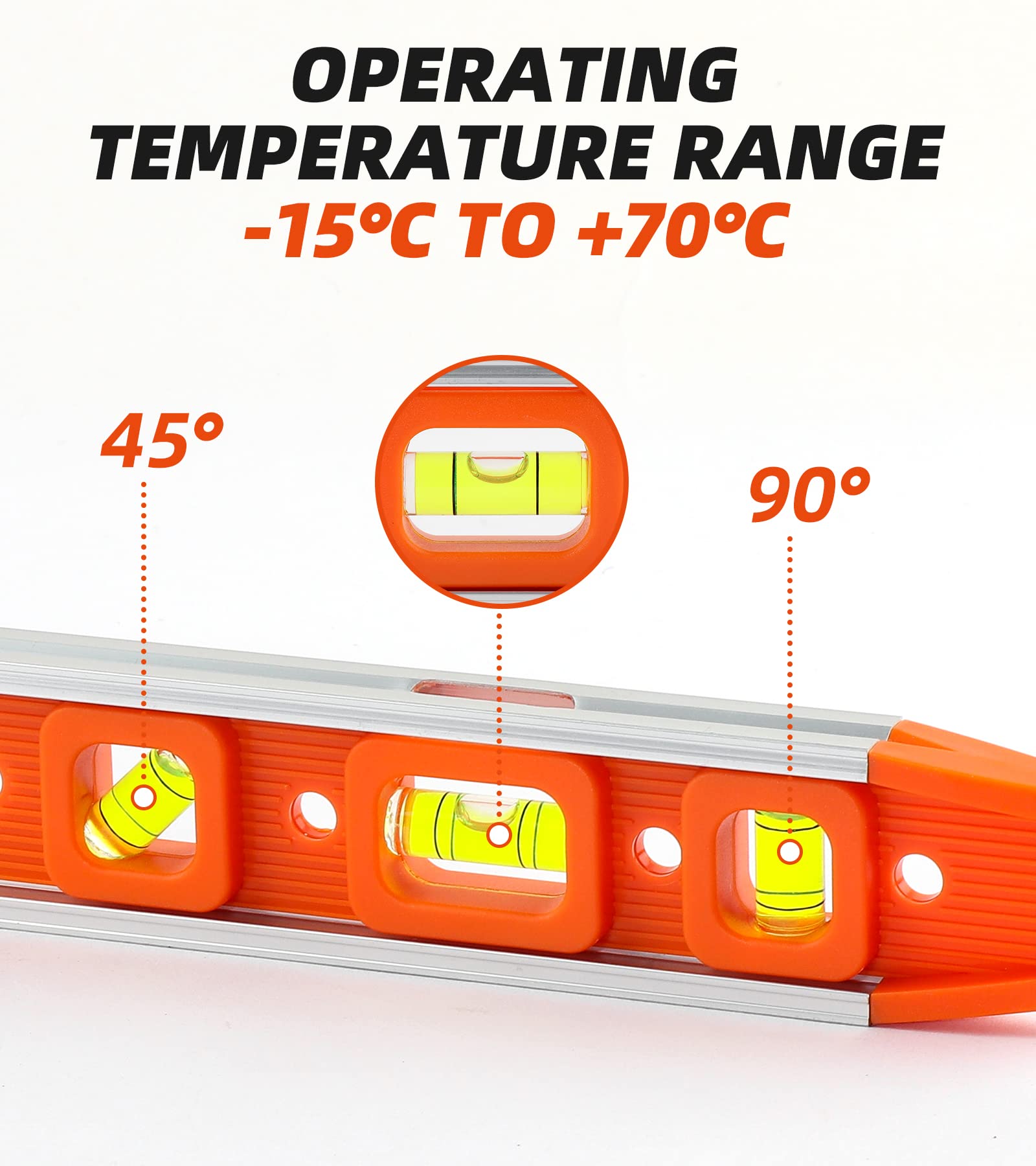 RONGPRO 9 Inch Torpedo Level Magnetic Box Level, Measuring Shock Resistant Torpedo Level with 45°/90°/180° Bubbles, Orange - 2 PCS