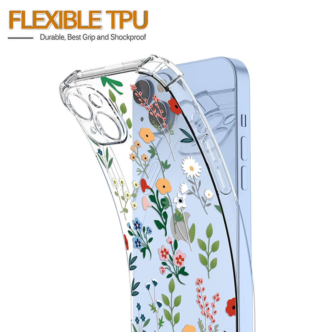 KOARWVC Case for Nothing Phone 2 Case, A065 with HD Screen Protectors, Clear with Design TPU Shock Absorption Slim Garden Floral Pattern Protective Back Cover Cases for Nothing Phone 2 Spring Floral