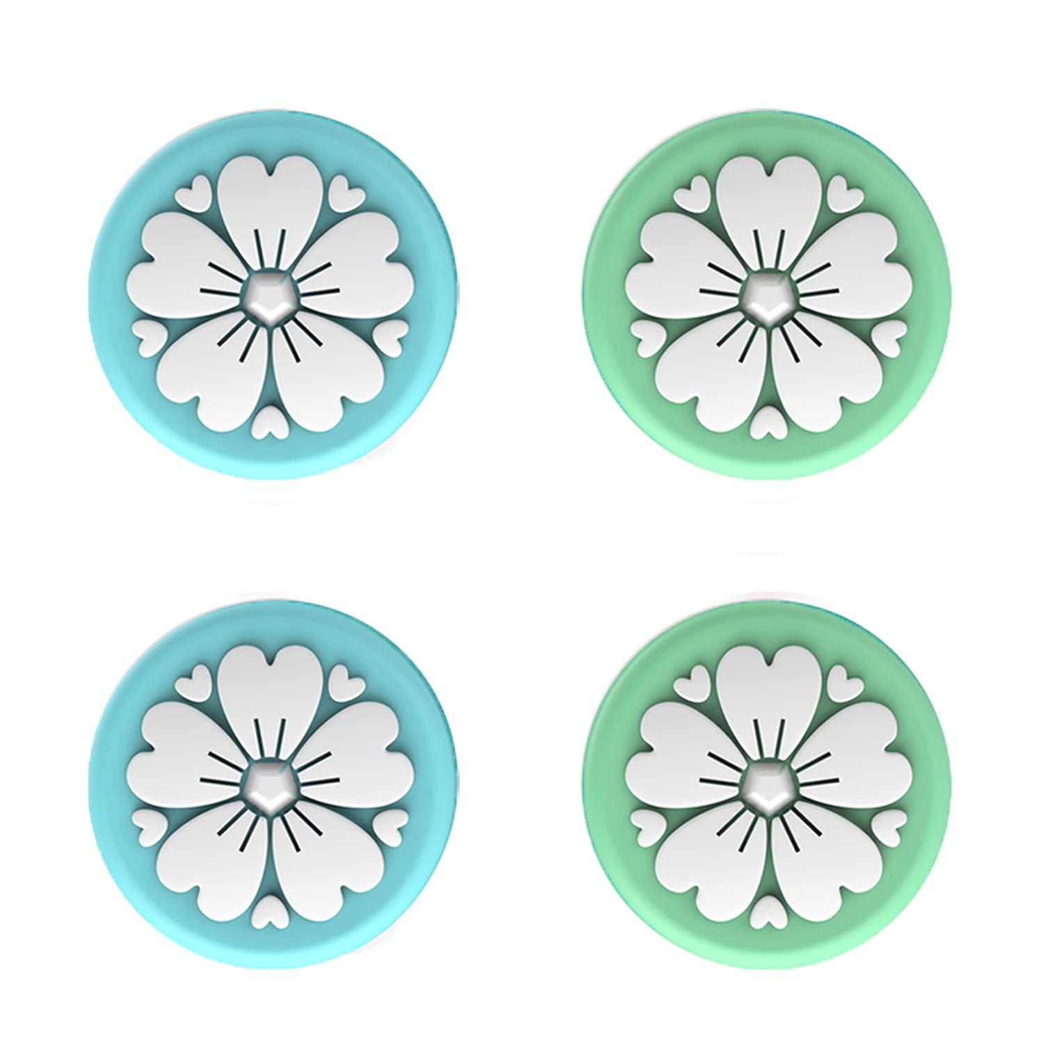 LeyuSmart Sakura Flower Thumb Grip Caps, Joystick Cap for Nintendo Switch/OLED/Lite, Soft Silicone Cover for JoyCon Thumbstick,4Pcs (AnimalCrossing)