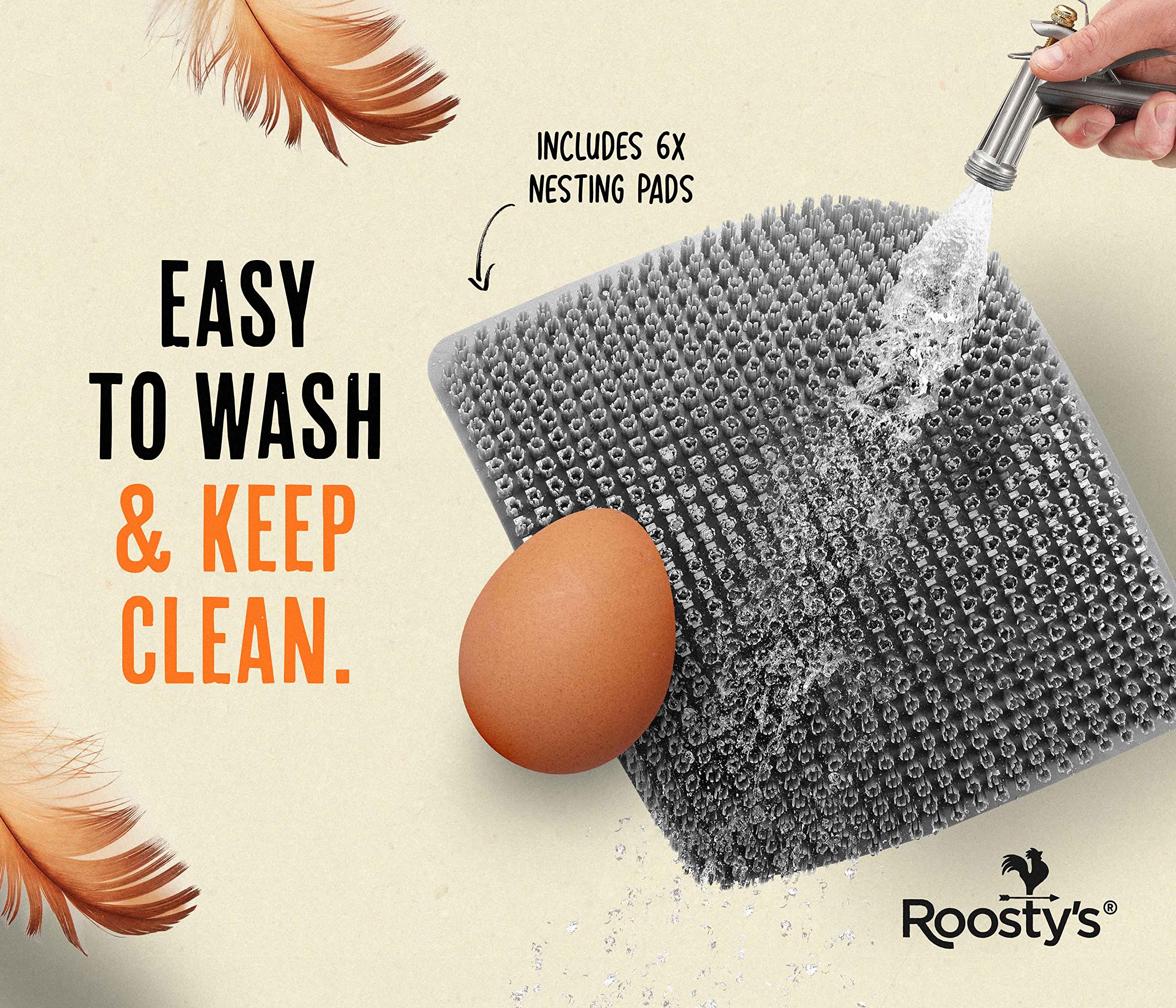Roosty's Chicken Nesting Box Pads Gray x6 | Washable Plastic Nesting Box Liners | Chicken Bedding for Coop, Nesting Pads, Chicken Laying Boxes, Nesting Pads for Chicken Coop, Chicken Nesting Box Pads