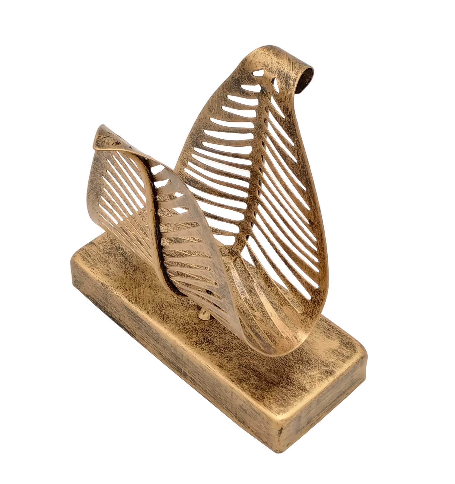 OwlGift Freestanding Modern Napkin Holder with Leaf Design, Tabletop Tissue Dispenser, Countertop Napkin Storage Organizer β Bronze