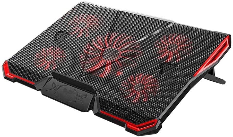 Laptop Cooling Pad, 5 Quiet Fans Cooler Pad, Portable Ultra-Slim Quiet Laptop Notebook Cooler Cooling Pad Stand with 2 USB Powered Fans, Adjustable Mount Stand Height Angle, Fits 17 Inches