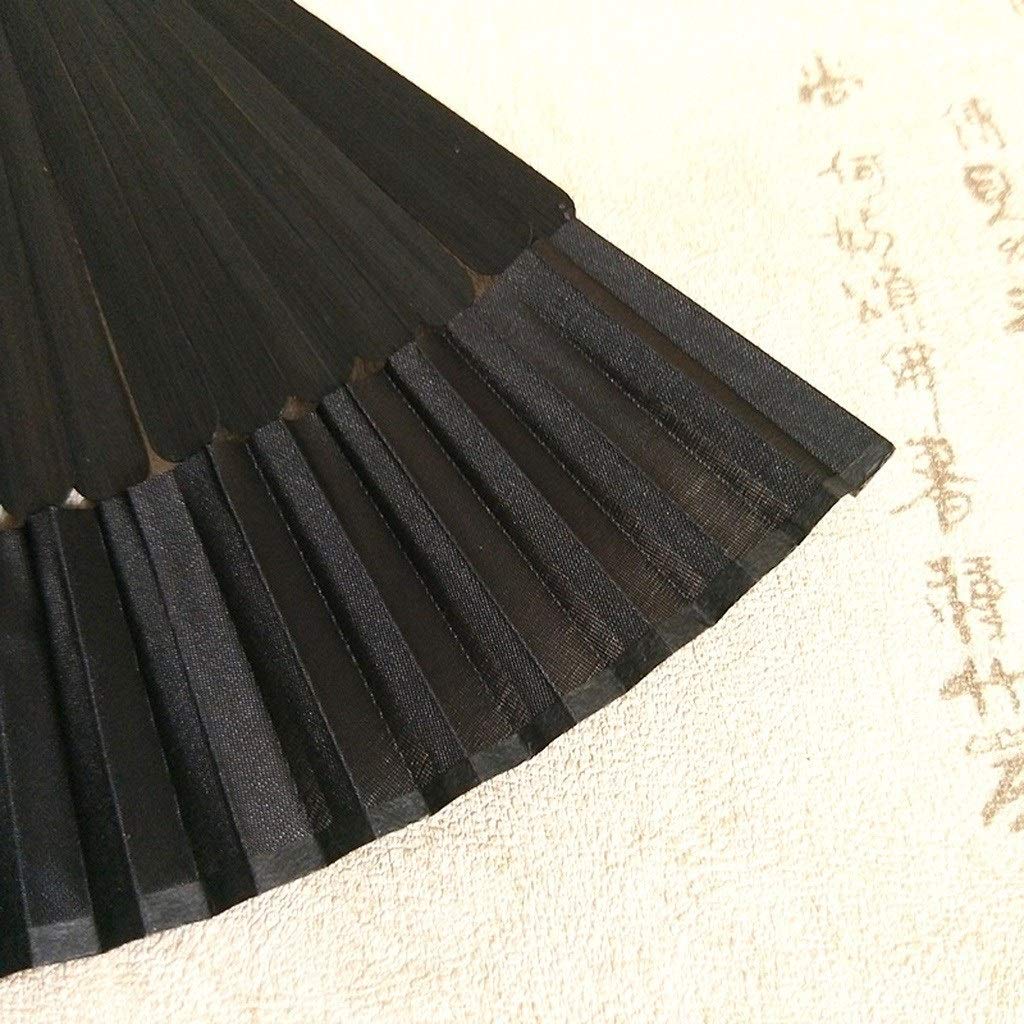 MEING Folding Fan Oriental Handmade Portable Pocket Fan Chinese Style Handheld Fans Black Silk Fabric Bamboo Handheld Folding Fan Hand Folding Fans (Color : Black)