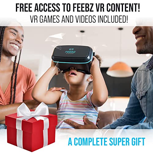 VR Headset for Android Phone - with Built-in Action Button | Virtual Reality Goggles for 4.7β-6.5β Cellphone - Best Set Glasses | Gift for Kids and Adults for Experiencing VR - Light Blue