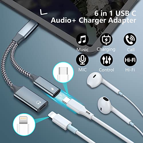 USB C to Lightning Audio Adapter, USB Type C Male to Lightning Female Headphone Converter & PD 60W Charging Dongle Compatible with iPad Pro, iPad Air 2022/2020, MacBook Pro/Air, Galaxy S23 Ultra/S22