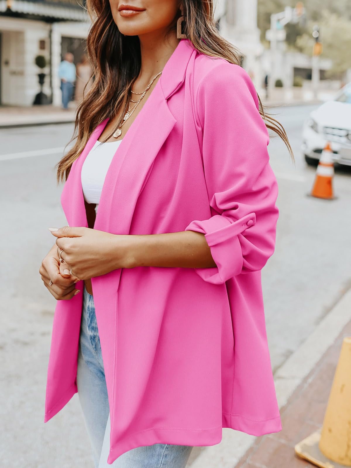 Imily Bela Womens Casual Blazers Long Sleeve Lapel Open Front Work Office Blazker Jacket with Pockets