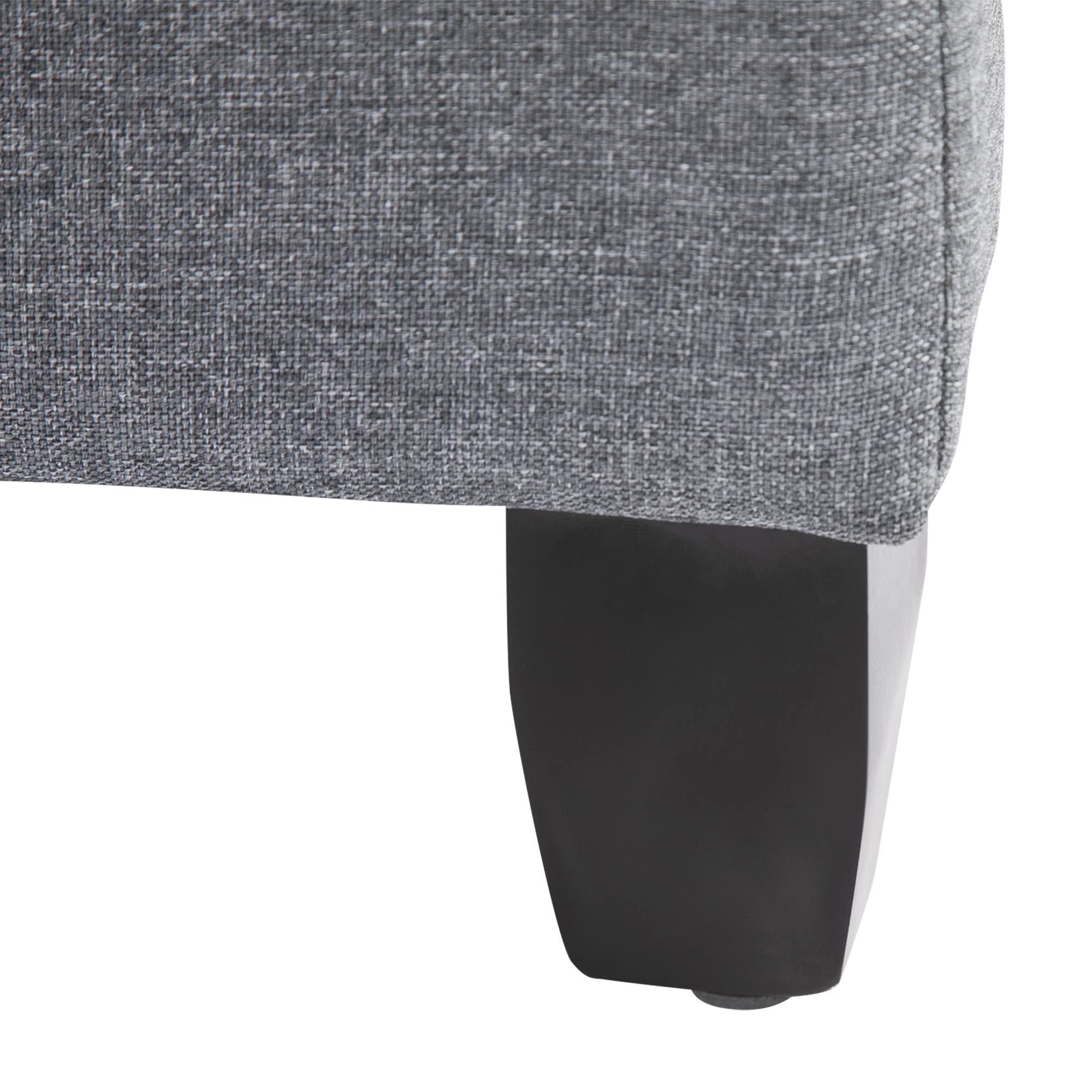 HOMCOM Half Moon Storage Ottoman, Upholstered Button Tufted Storage Bench with Lift Lid and Wood Legs, for Living Room, Entryway, Gray