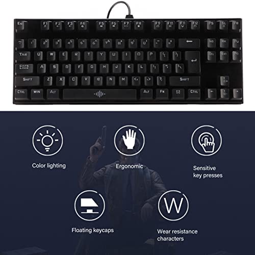 Pomya Mechanical Gaming Keyboard, Colorful RGB Backlit Keyboard, 87 Key Computer Keyboard, Blue Switch with Wrist Rest for Computer Desktop PC