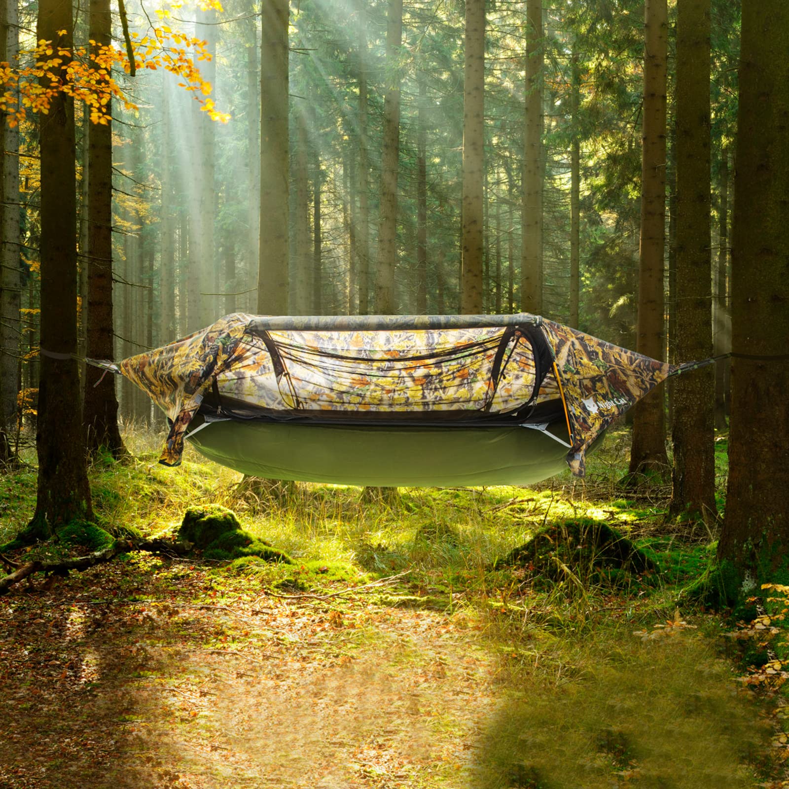 Night Cat Hammock Underquilts Sleeping Bag Single Insulated Under Blanket for Hammock 4 Seasons Lightweight Soft Warm 5-20β 8x3.6ft Army Green