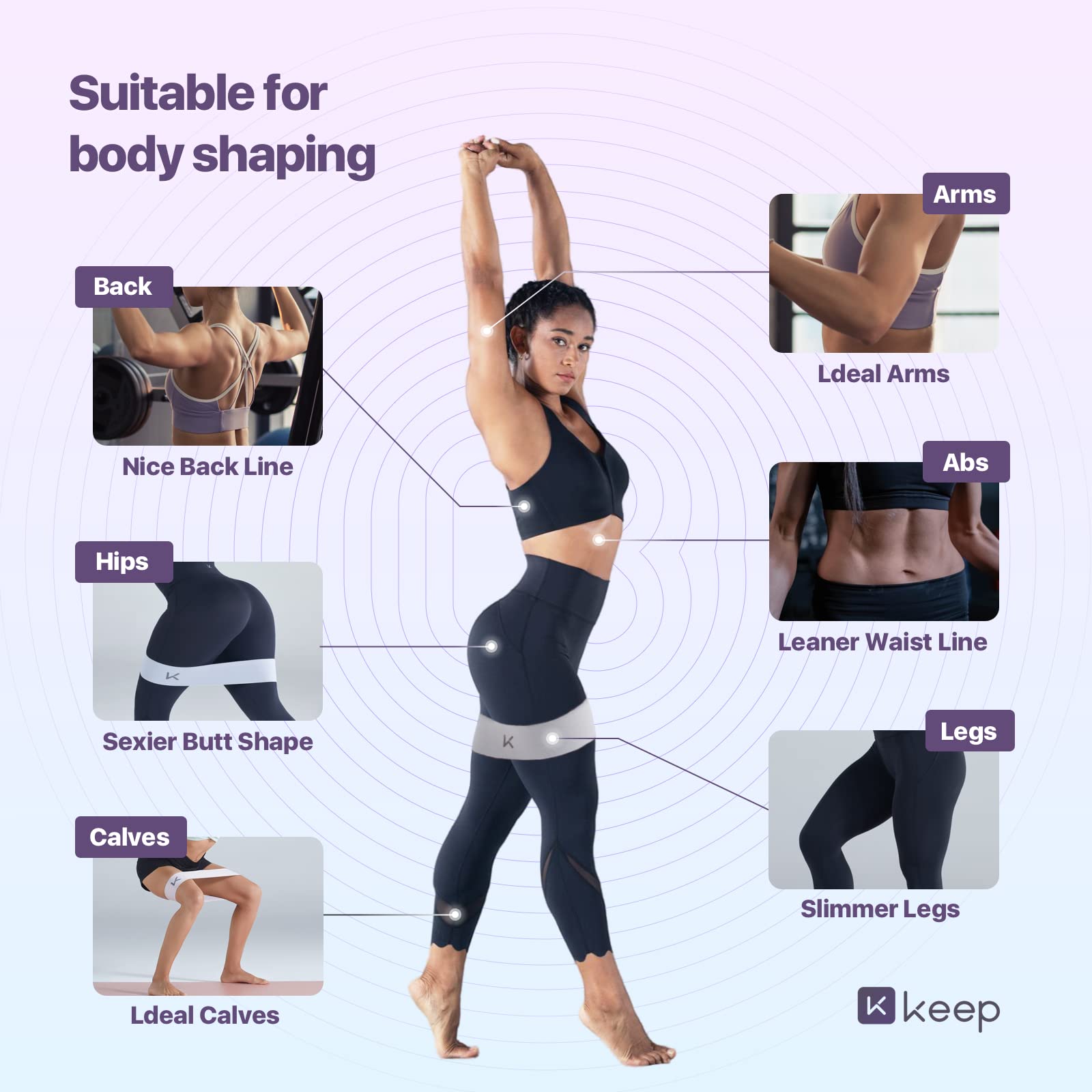 KEEP Booty Bands for Women,Leg Bands for Working Out,3 Sizes are Available,Premium Natural Latex,120 lbs max,Squat Bands,Resistance Bands for Legs,Fabric Resistance Bands for Working out,Hip bands