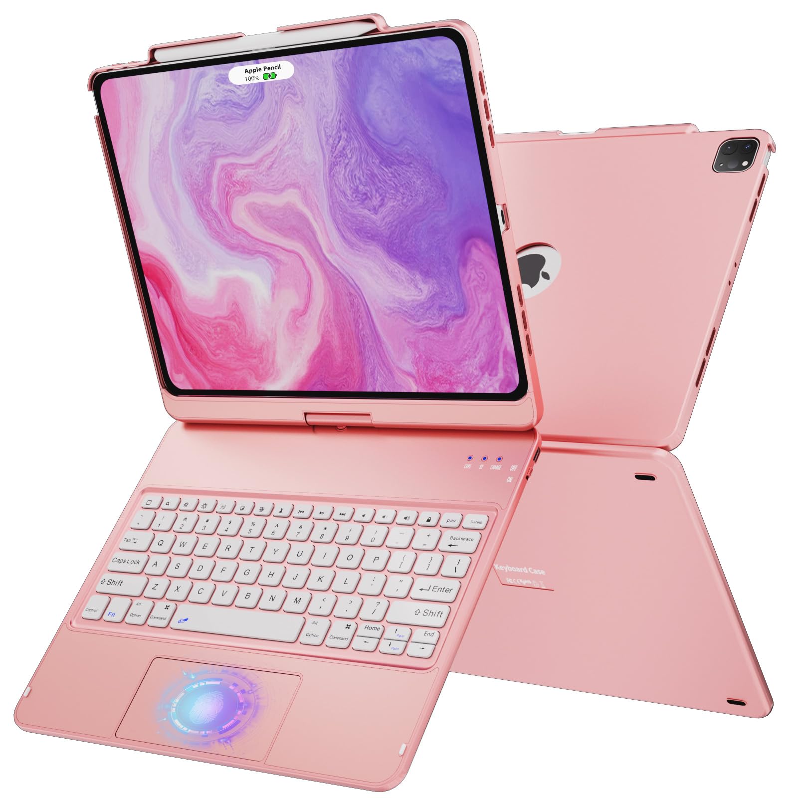 iPad Pro 12.9-inch Case with Keyboard, Touch Trackpad Keyboard Case for iPad Pro 12.9-inch 2022-6th/ 2021-5th/ 2020-4th/ 2018-3rd Generation, 360° Rotatable iPad Pro 12.9-inch Case with Pencil Holder