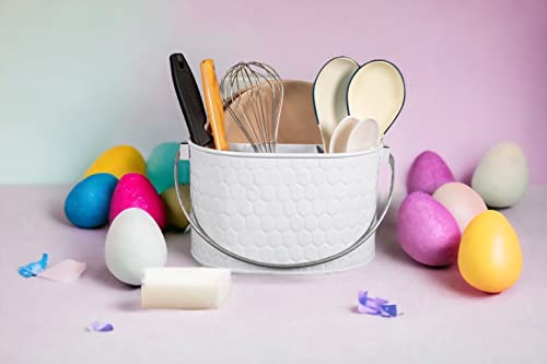 utensil caddy for parties, utensil caddy for countertop, kitchen utensil caddy, plate and utensil caddy - picnic utensil caddy, kitchen utensil caddy for countertop - 10 Inches (Snow White)