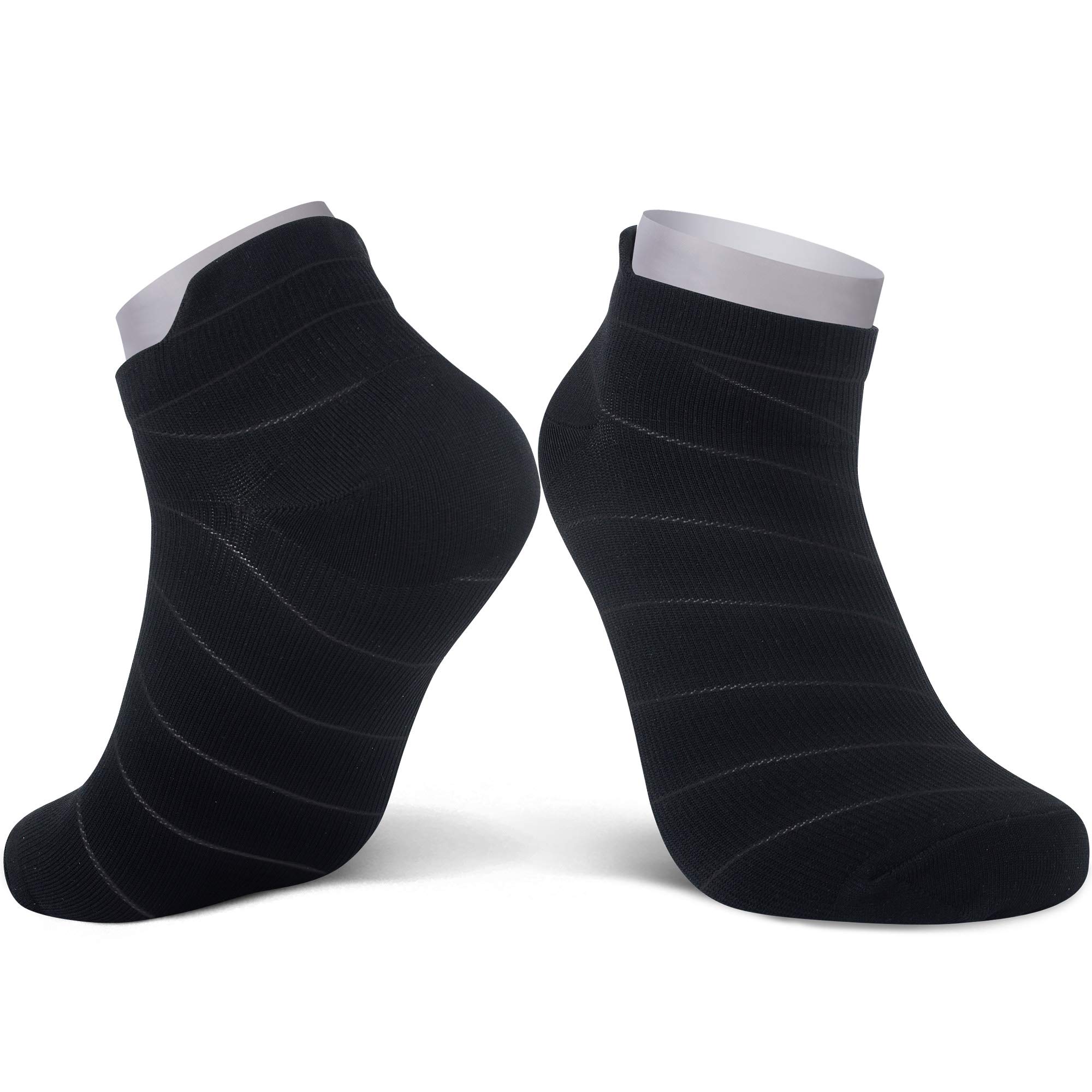 JHM Athletic Compression Running Socks for Men & Women - Low Cut Sport Socks 4 pairs Size M black