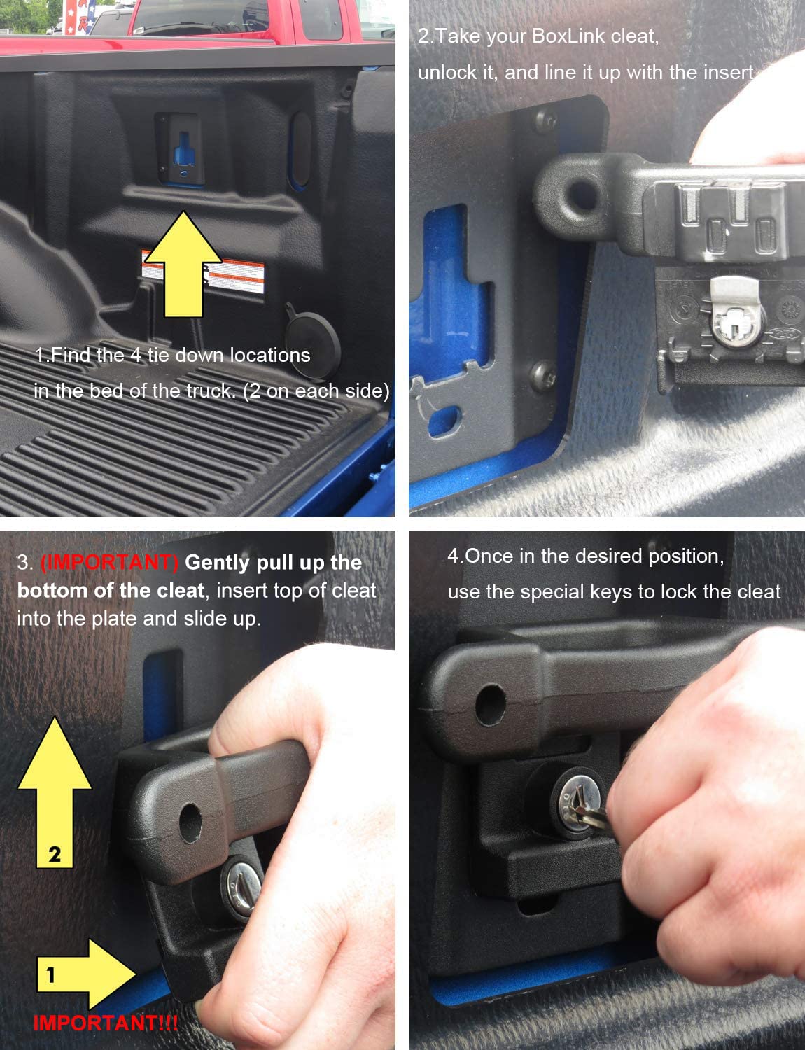 ISSYAUTO 4 Pack Tie Down Anchors Compatible with 2015-2024 F150 F250 F350 Boxlink Bed Tie Downs, FL3Z-99000A64-B