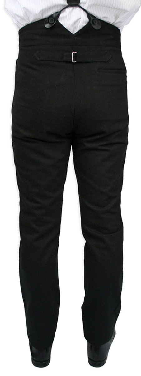 Historical Emporium Men's High Waist 100% Brushed Cotton Trousers 36 Black