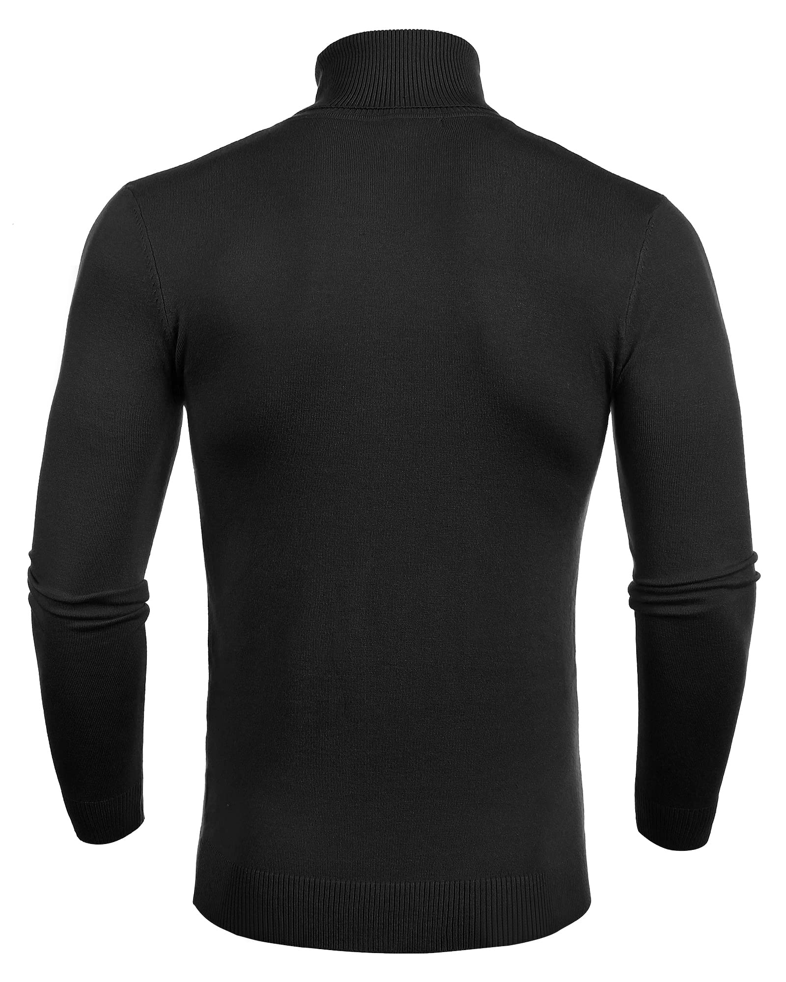nine bull Men's Thermal Casual Pullover Shirts Long Sleeve Slim Fit Basic Solid Soft Lightweight Turtleneck T-Shirt B-black
