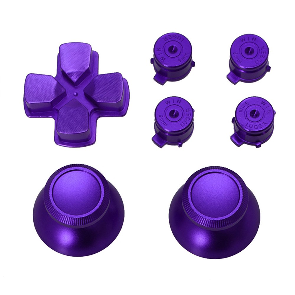 Jadebones Metal Replacement Repair Kits, Thumbsticks Thumb Grip Bullet and D-pad Buttons Compatible with PS4/PS4 Slim/PS4 Pro Controller (Purple)