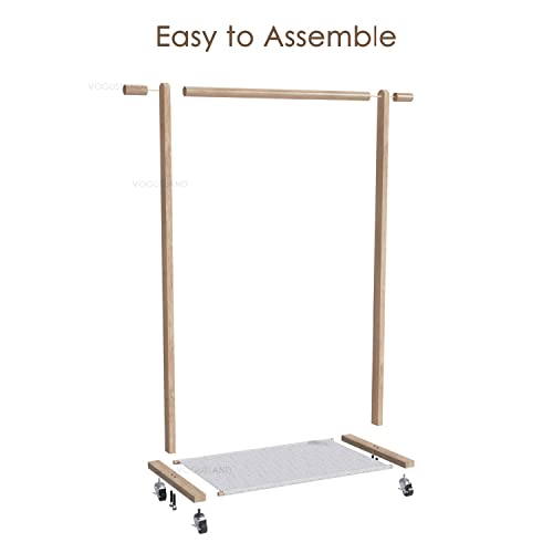 VOGUSLAND Dress Up Rack with Storage Shelf, Kids Clothing Rack with Caster Wheels, Child Garment Rack for Small Space