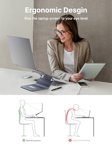 JSAUX Laptop Stand for Desk, Aluminum 2 in 1 Computer Riser and Tablet Stand, Ergonomic Notebook Holder Compatible with MacBook Air Pro, iPad Air Pro, Dell XPS, HP, Lenovo, More 10-15.6β Devices