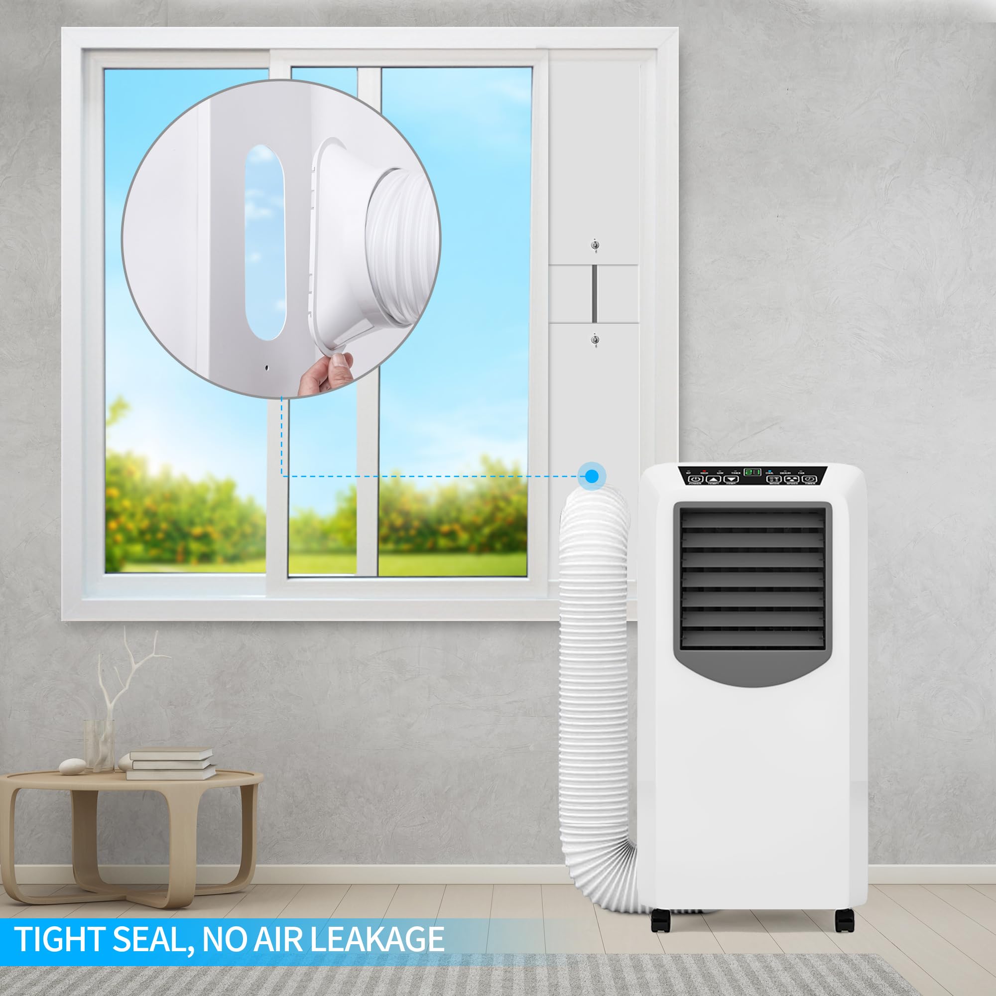 Portable AC Window Vent Kit - Complete Air Conditioner Window Kit for Sliding Window AC Window Seal for Anti-Clockwise Thread 5.9β AC Exhaust Hose