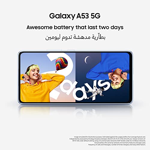 SAMSUNG Galaxy A53 5G Dual A536E 256GB 8GB RAM Factory Unlocked (GSM Only | No CDMA - not Compatible with Verizon/Sprint) - Blue