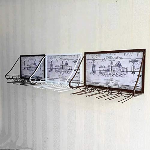 Wine Rack Wall-Mounted Wine Rack Creative Wine Glass Holder Goblet Holder Hanging Wine Rack Put 6 Bottles of Wine and Put 12-18 Glasses