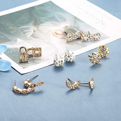 LOLIAS 93 Pairs Assorted Multiple Earrings Set for Women Cute Simple Faux Pearl Hoop Bar Moon Star CZ Stud Earring Jewelry,Gold Tone