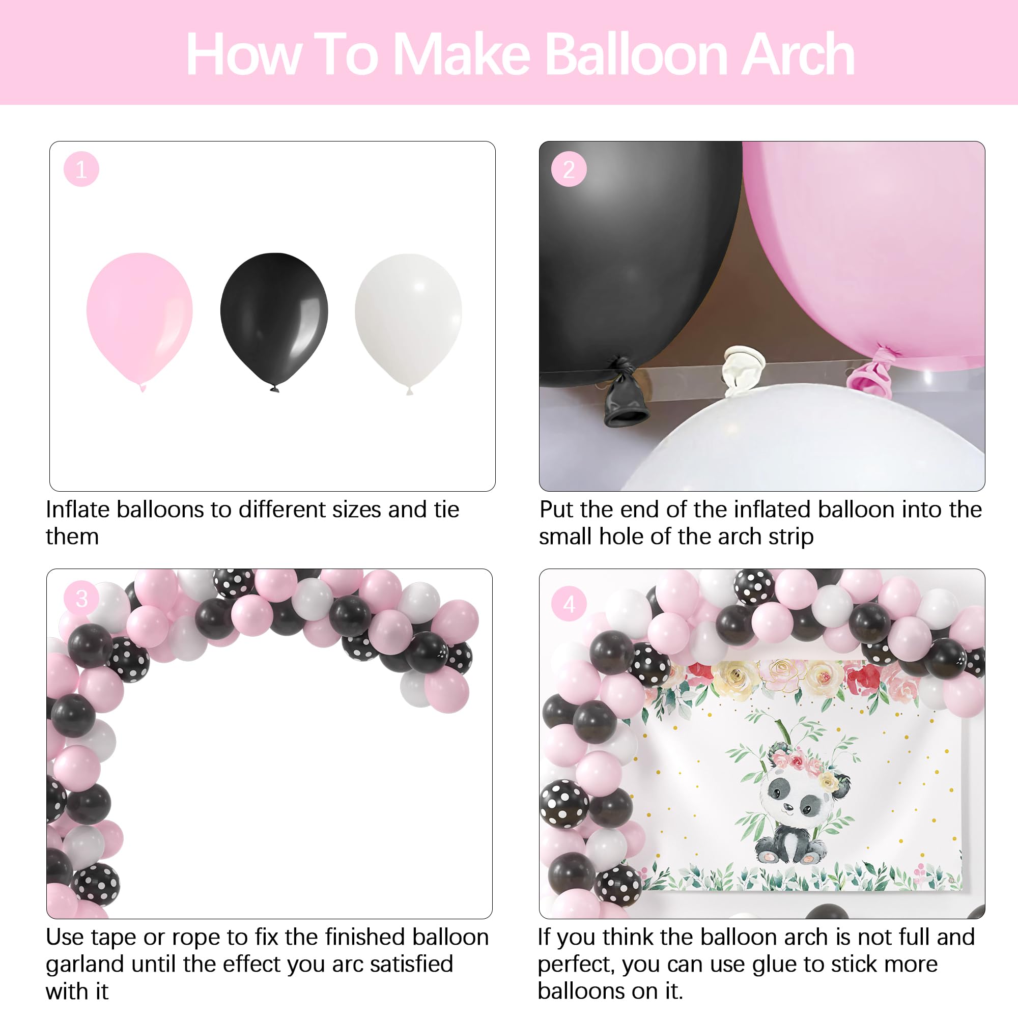 HIPVVILD Panda Party Supplies Kit, Panda Birthday Party Decorations include Balloon Garland Arch, Panda Backdrop, For Panda Theme 1st 2nd 3rd 4th Birthday Baby Shower Party Decorations